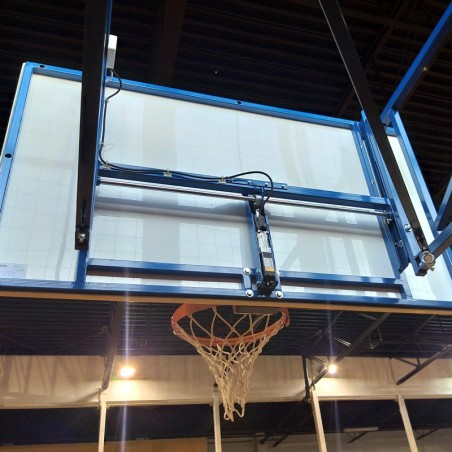 Electrical height adjustment mechanism for basketball backboard
