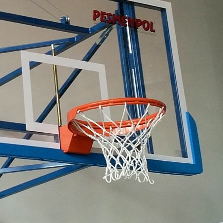 Spring-loaded tilting basketball ring SPRINGMATIC for indoor use, net ...